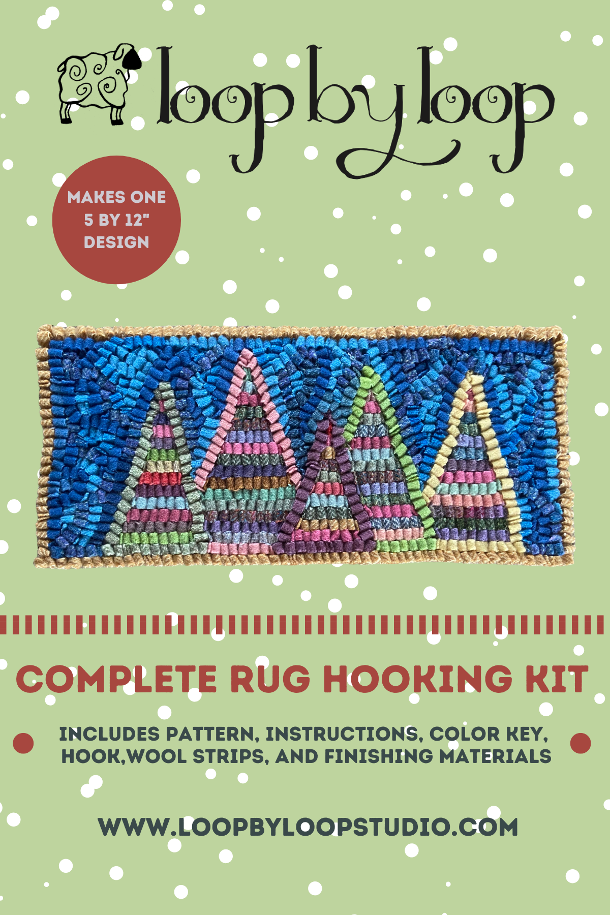 Winter Tree Rug Hooking Kit: Beginner DIY Craft, 5 x 12"