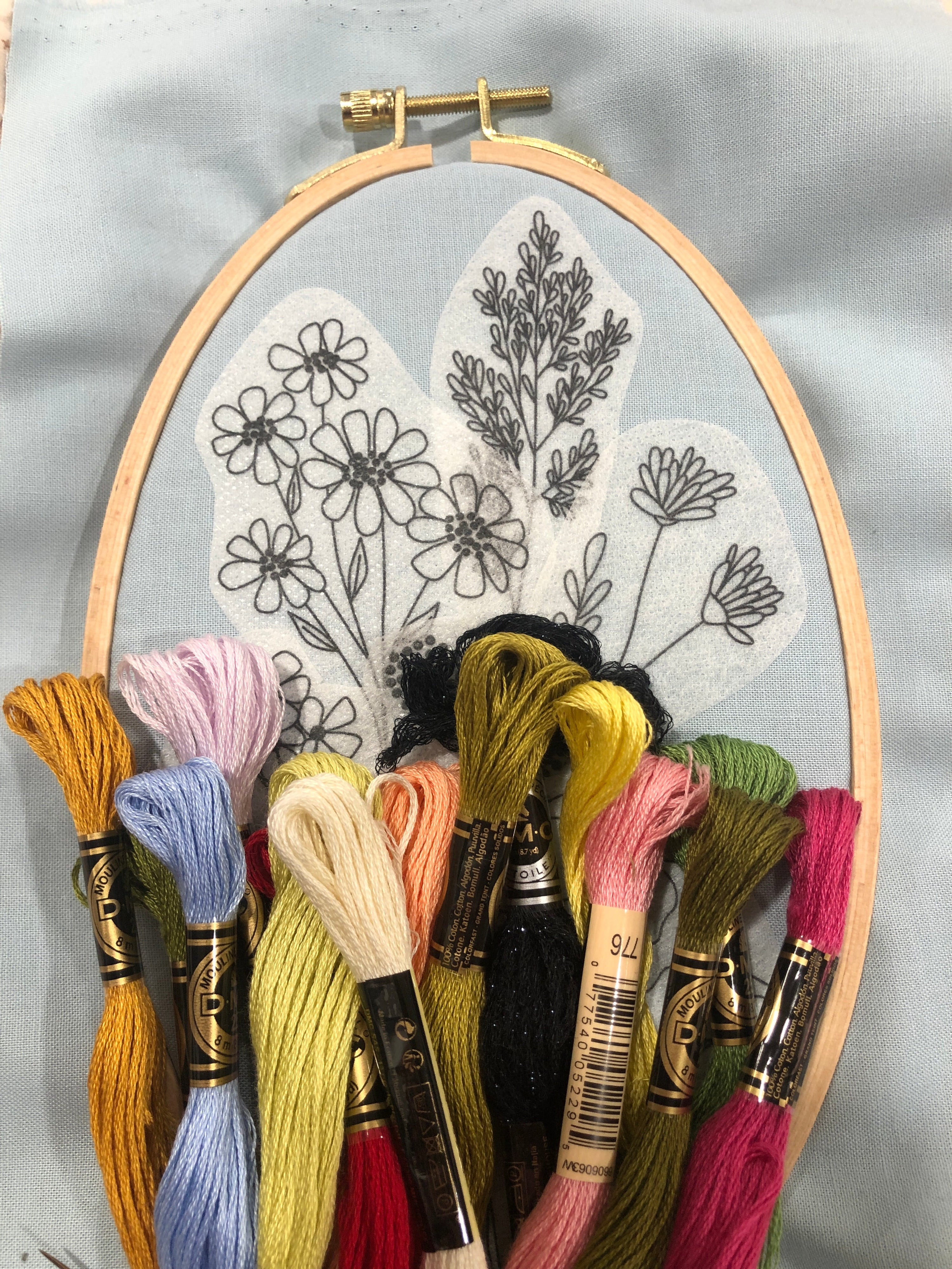 Wildflower Stems Embroidery Patterns - Stick and Stitch Floral Embroid